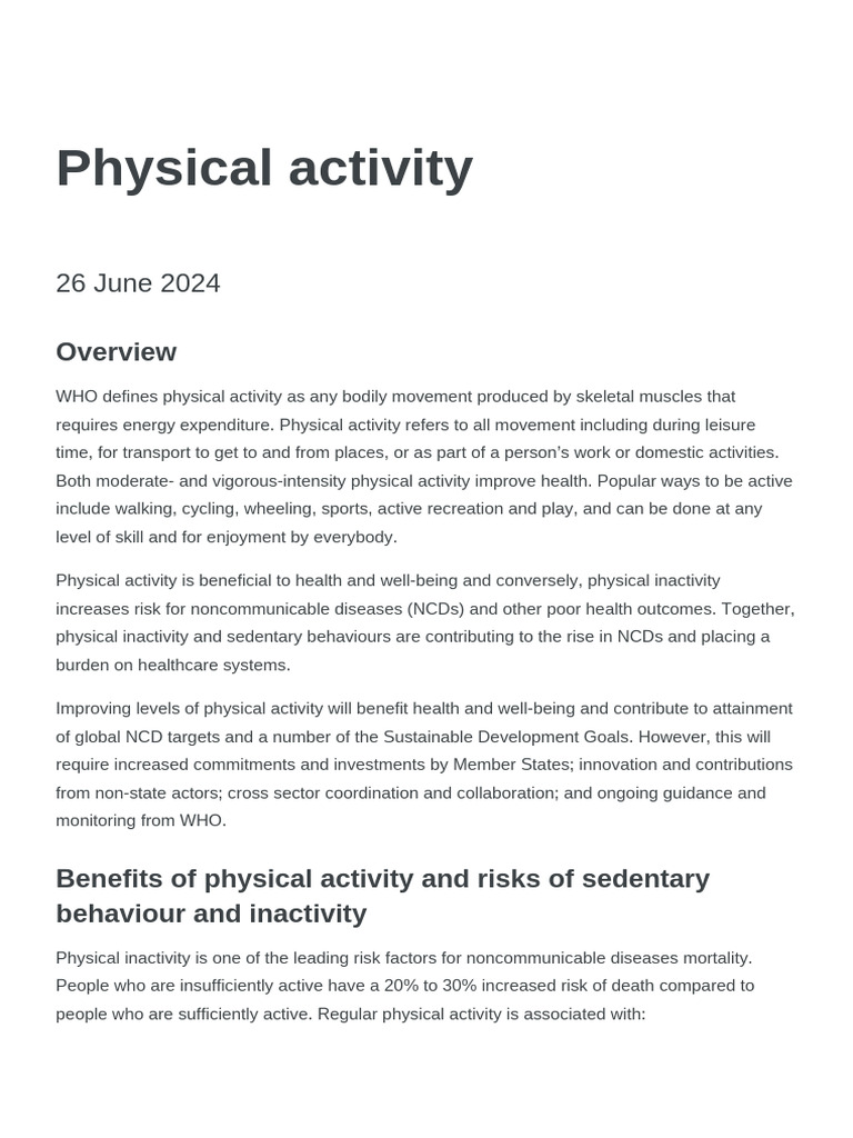 WHO 2024 Physical Activity | PDF