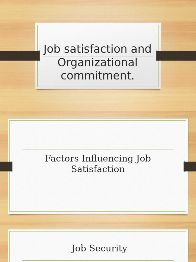 Job Satisfaction and Organizational Commitment | PDF