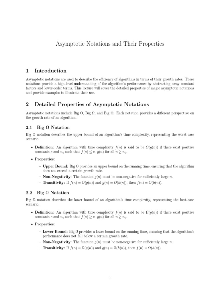 05.asymptotic Notations and Their Properties | PDF