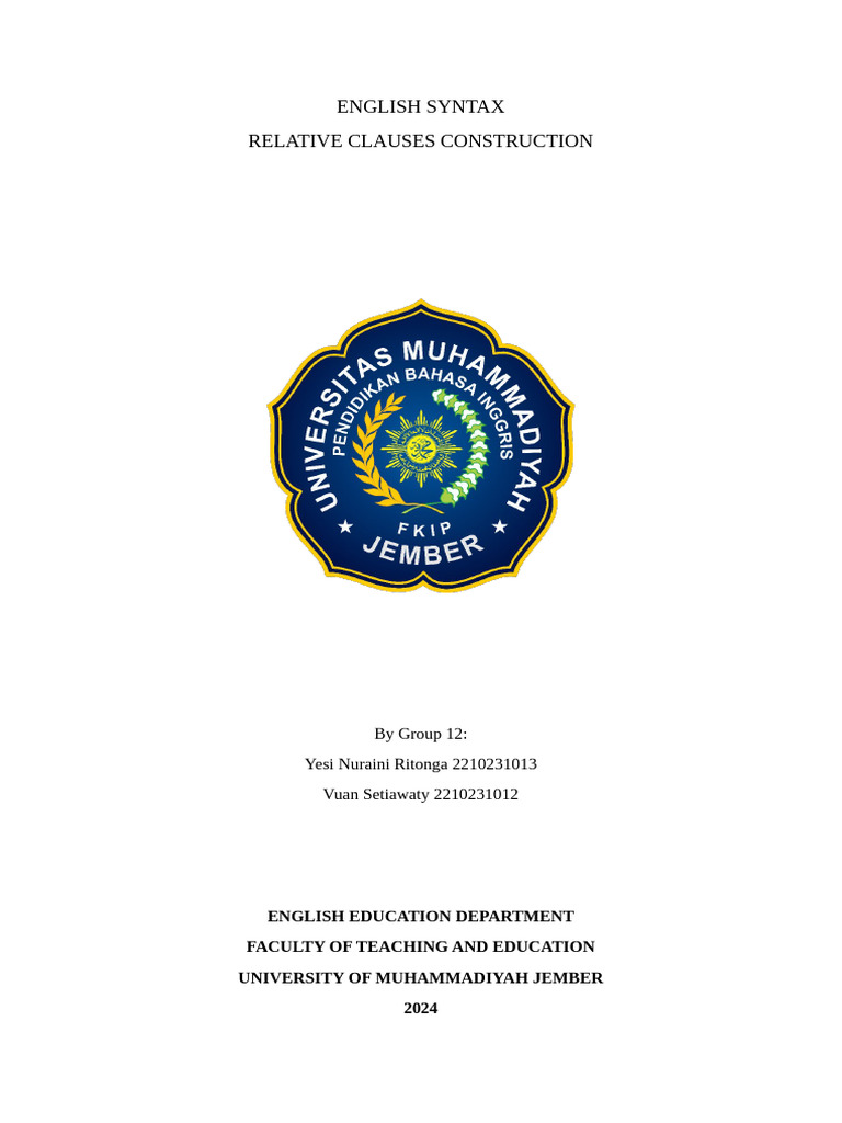 Relative Clause Construction - English Syntax 3 | PDF | Clause | Sentence (Linguistics)