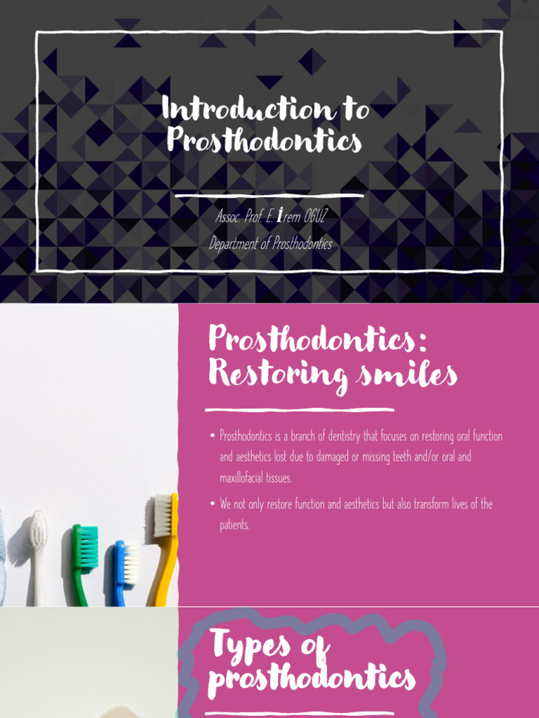 1st Week - Introduction To Prosthodontics - Kopyası | PDF