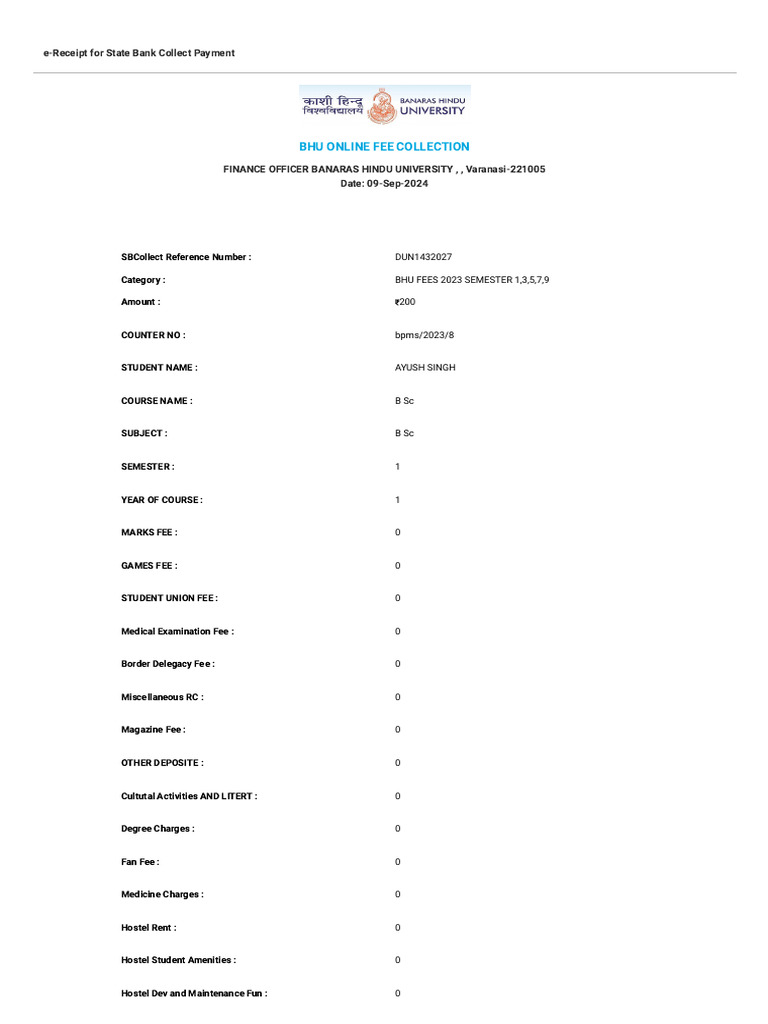 2 ND Semester Fees Receipt | PDF