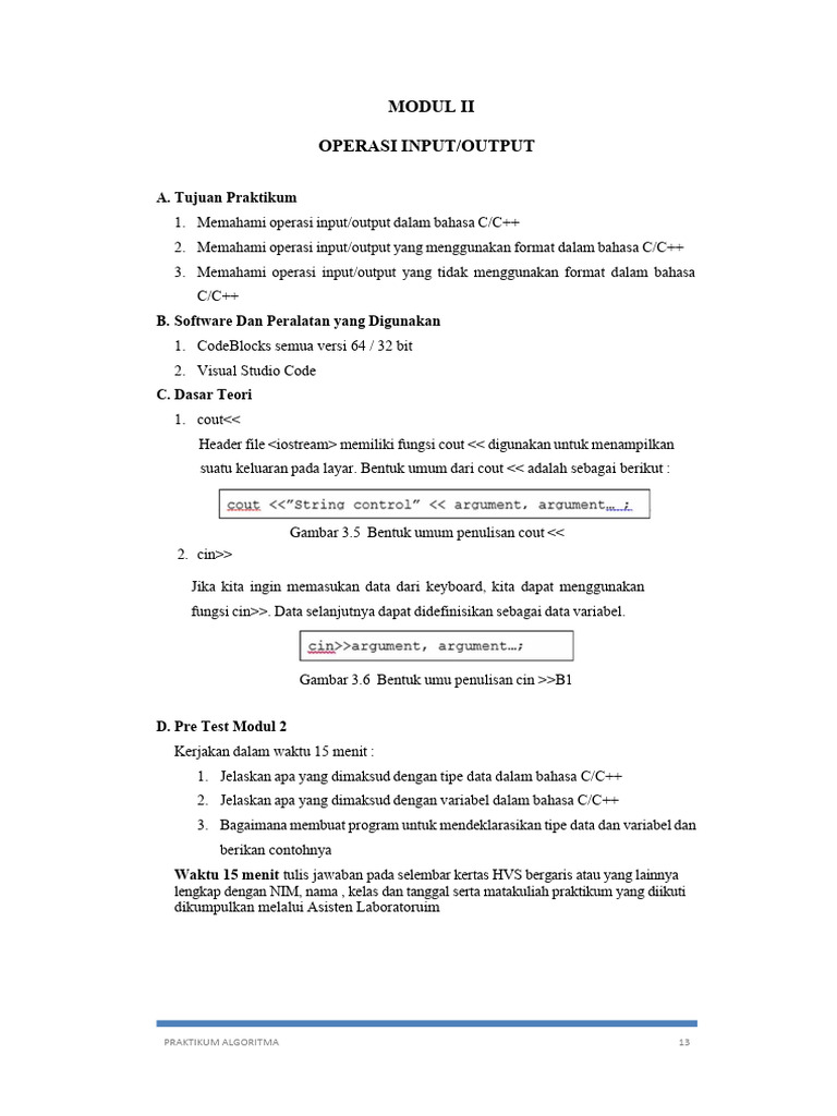 Modul 2 Algoritma Dan Pemrograman (SI) Ganjil 2022-2023 | PDF