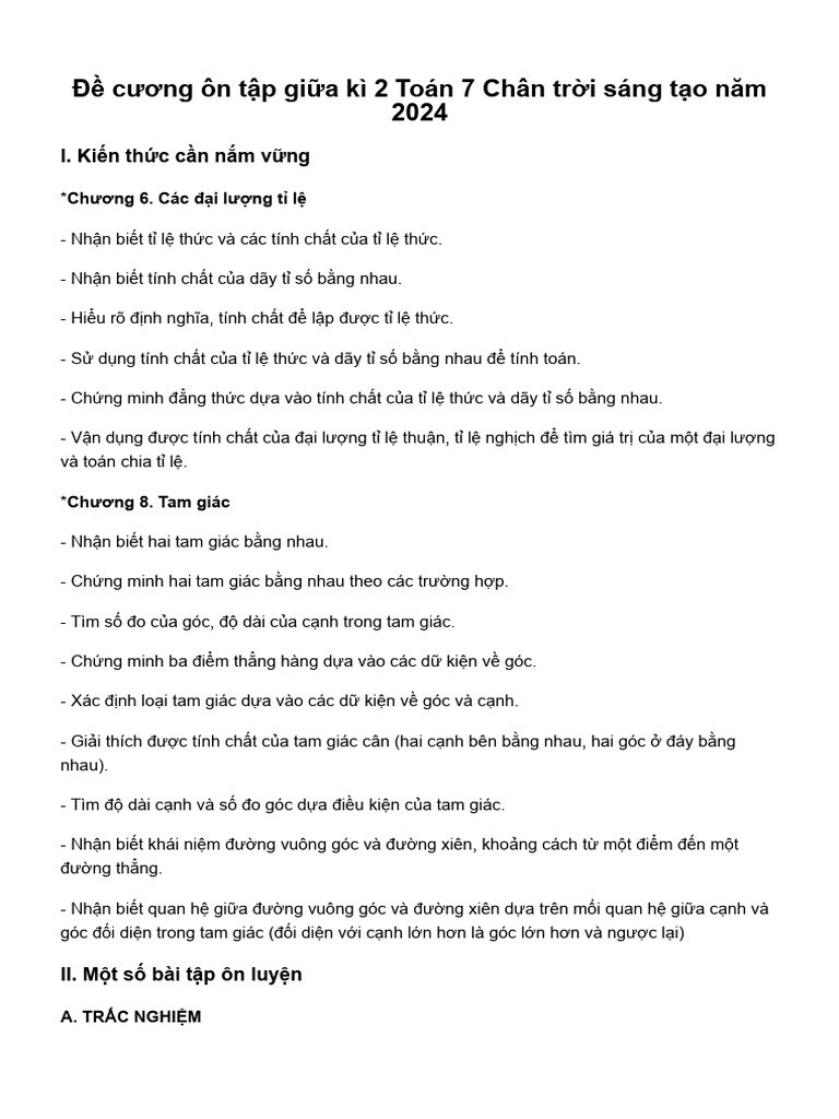 De Cuong gk2 Toan 7 CTST | PDF