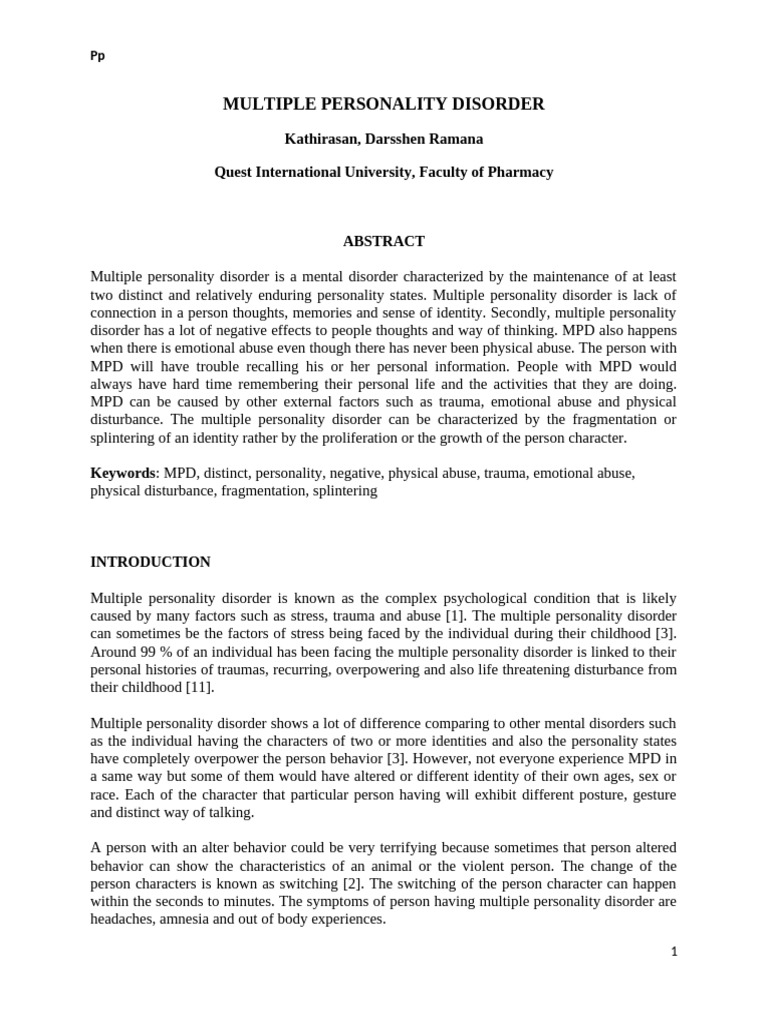 Multiple Personality Disorder | PDF