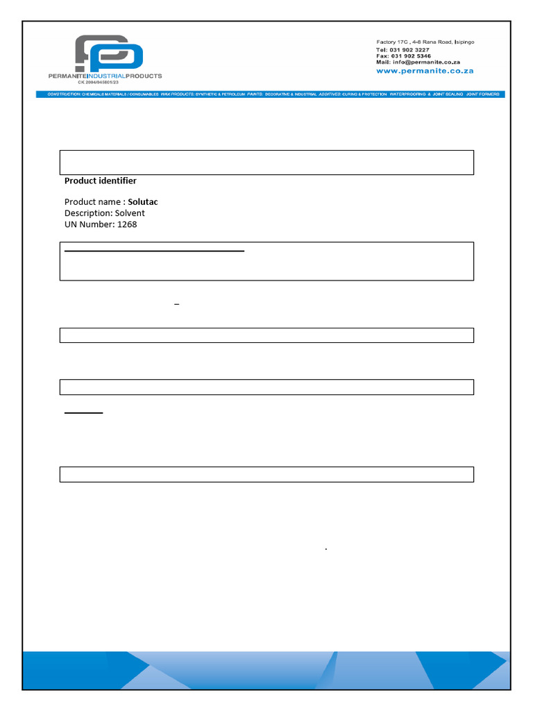 Permanite - Solutac MSDS | PDF