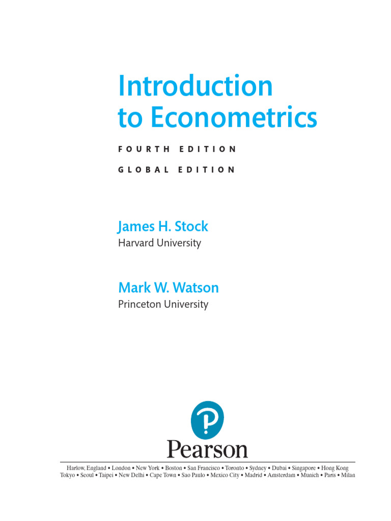 Stock and Watson "Introduction To Econometrics", Fourth Edition | PDF