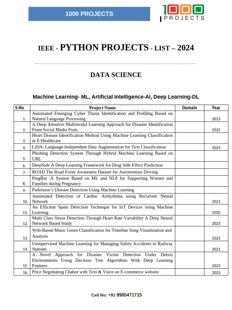 IEEE Python Projects List 2024 | PDF | Machine Learning | Artificial Intelligence