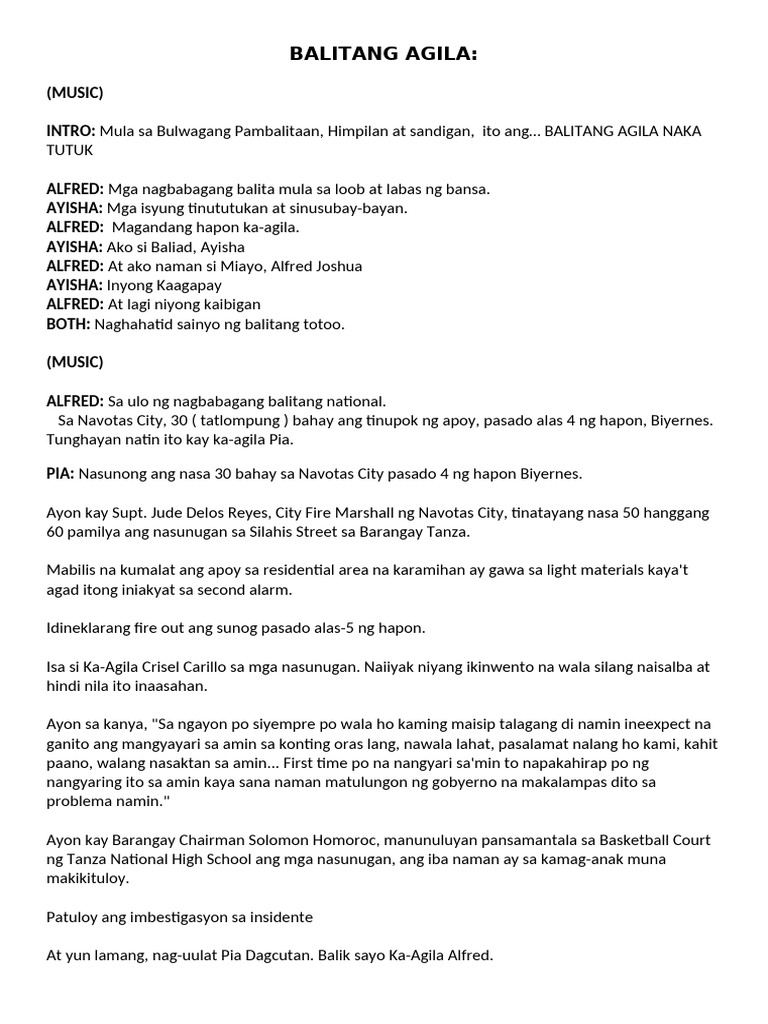 Balitang Agila | PDF