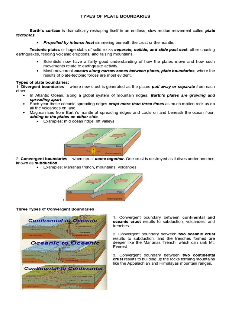 Types of Plate Boundaries | PDF