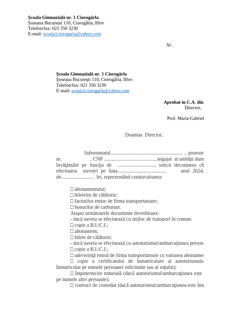 Cerere Transport 2023 | PDF