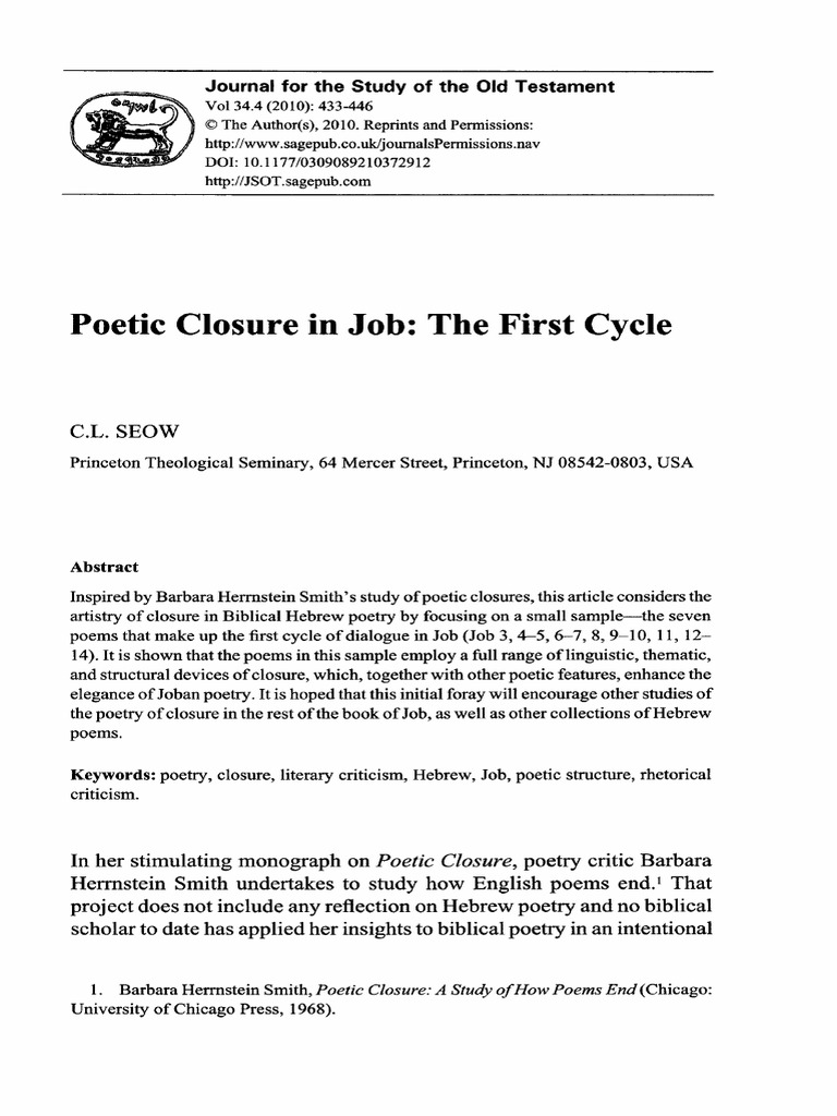 Poetic Closure in Job The First Cycle | PDF