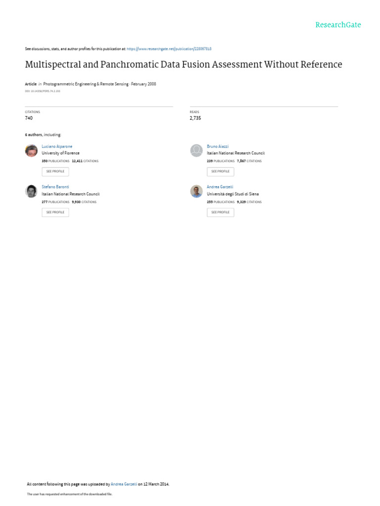 Multispectral And Panchromatic Data Fusion Assessm Pdf