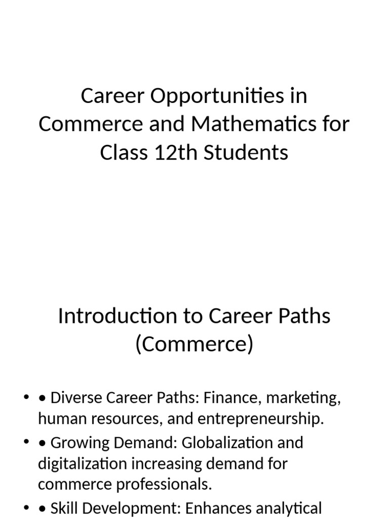 Career Opportunities Commerce Mathematics | PDF