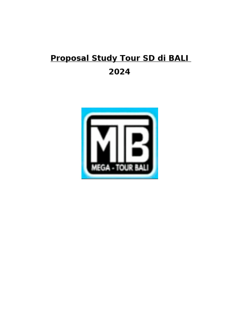 Proposal Study Tour Bali SD GWK | PDF