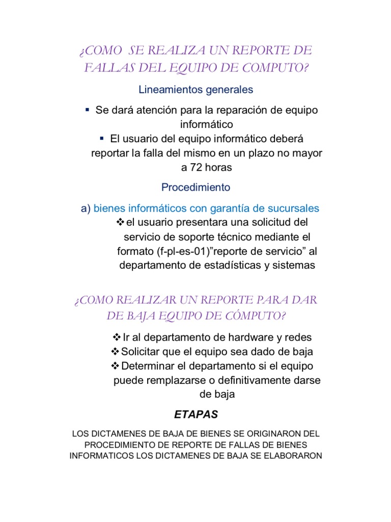 Como Se Realiza Un Reporte de Fallas Del Equipo de Computo | PDF
