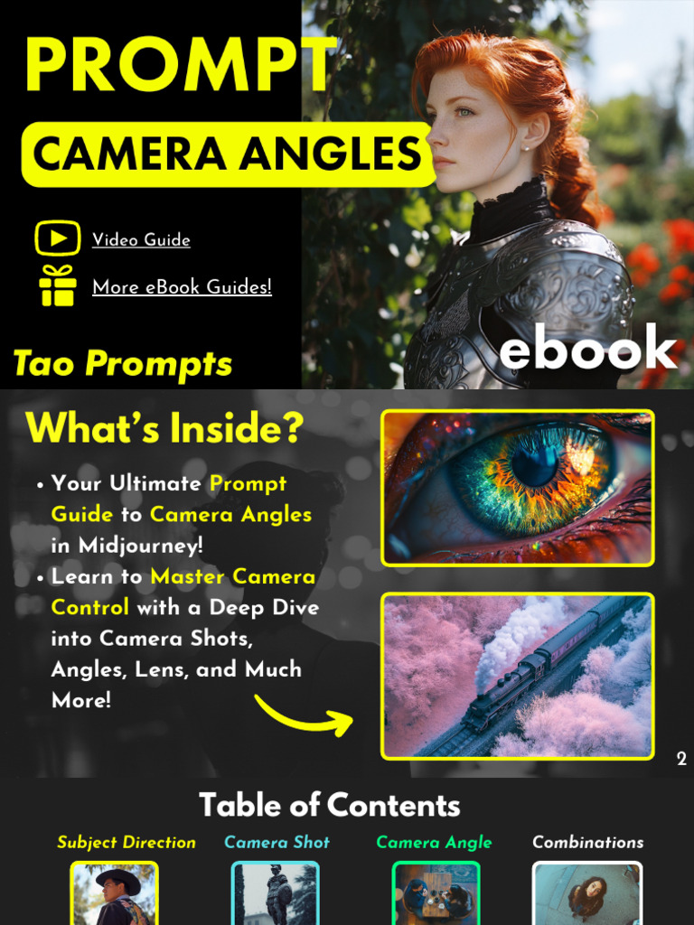 Ebook GUide To Camera Angles in Midjourney | PDF