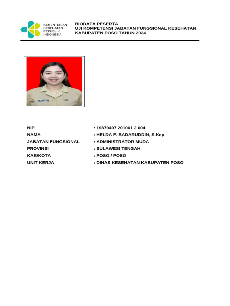 Biodata Helda B - Poso | PDF