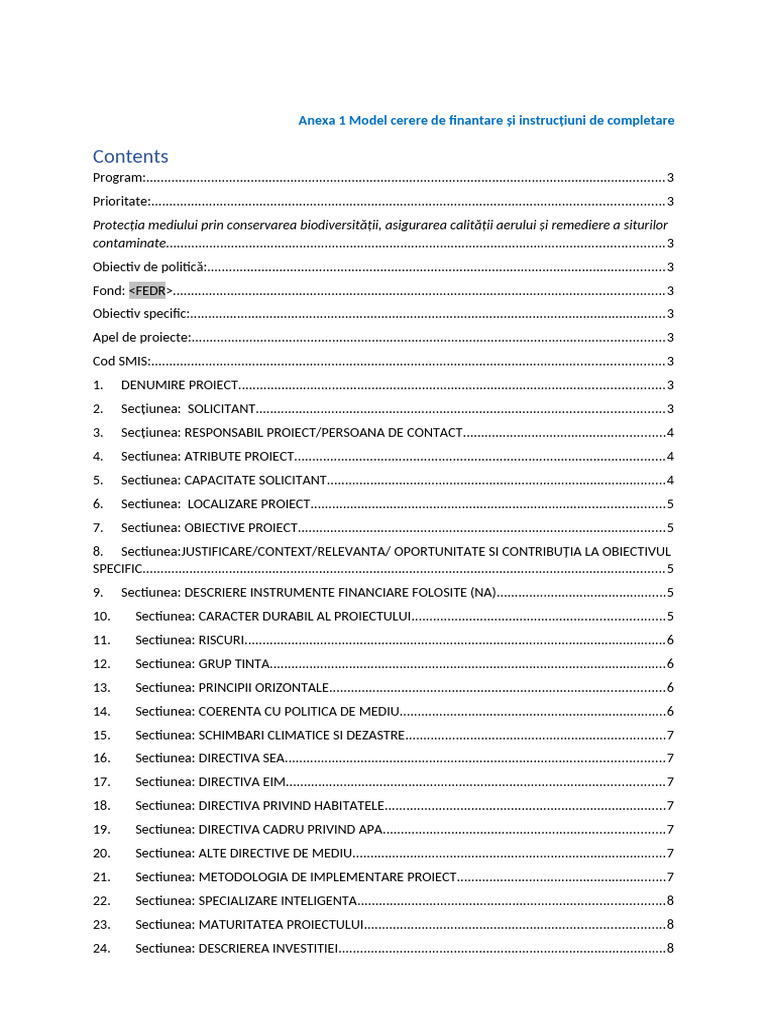 Anexa 1 Model Cererea de Finantare | PDF