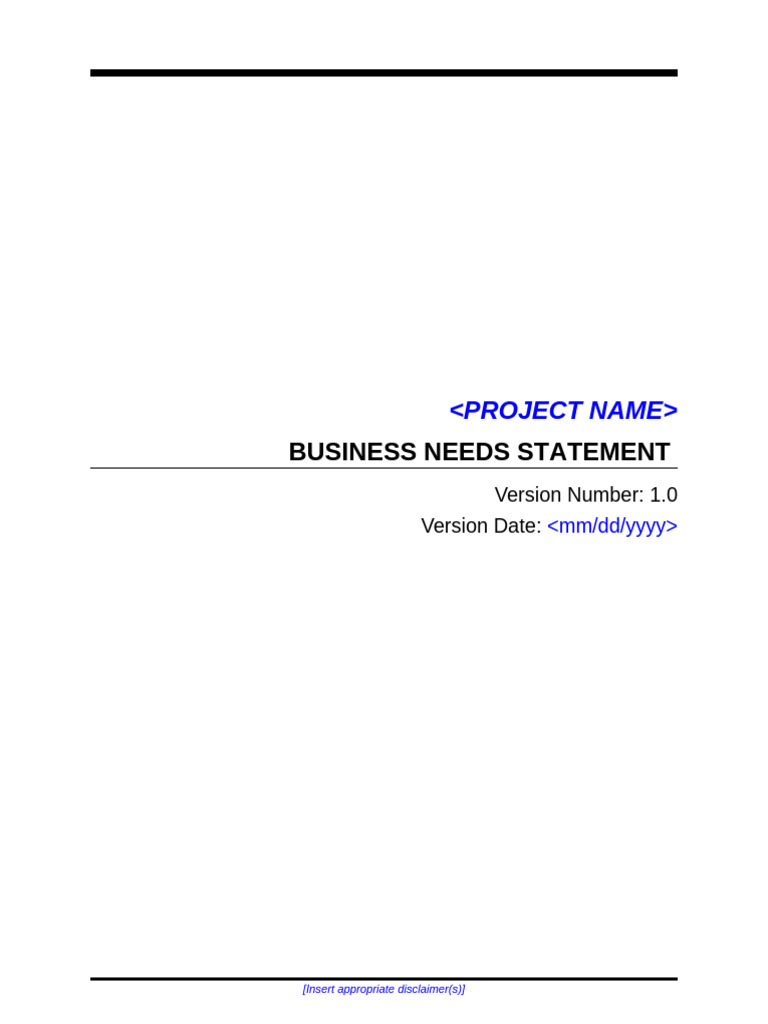 Eplc Business Needs Statement Template | PDF