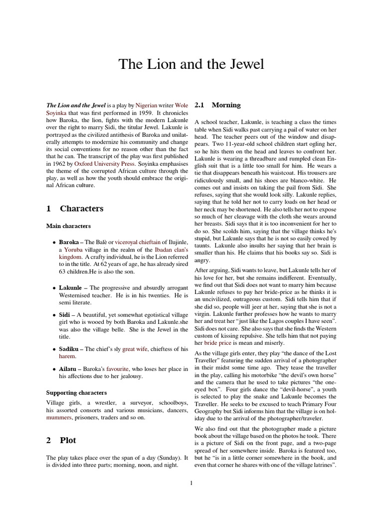 The Lion and The Jewel | PDF