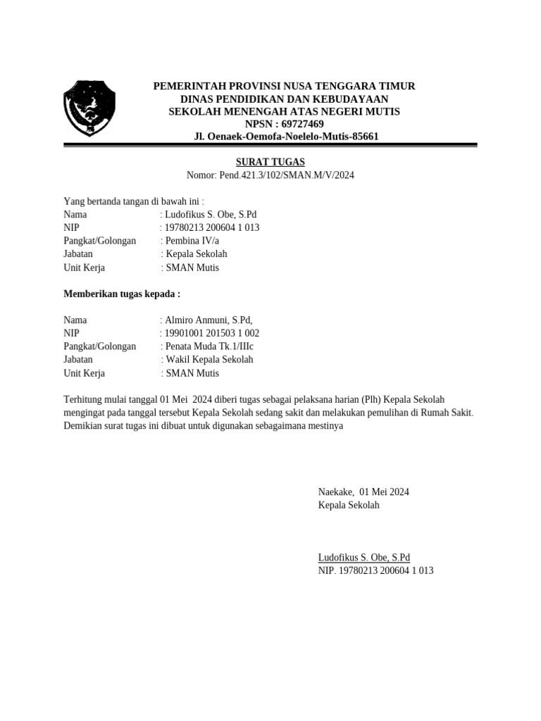 Surat PLH Pak Almiro | PDF