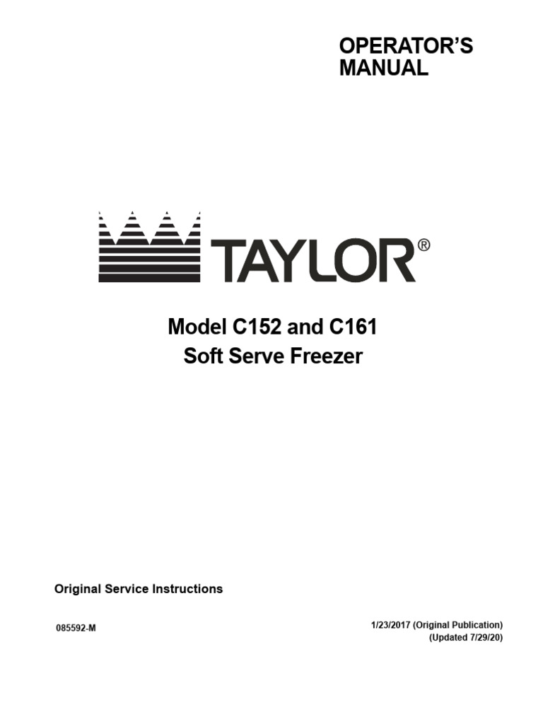 Taylor C152-C161 SoftServeFreezer Manual 1 | PDF