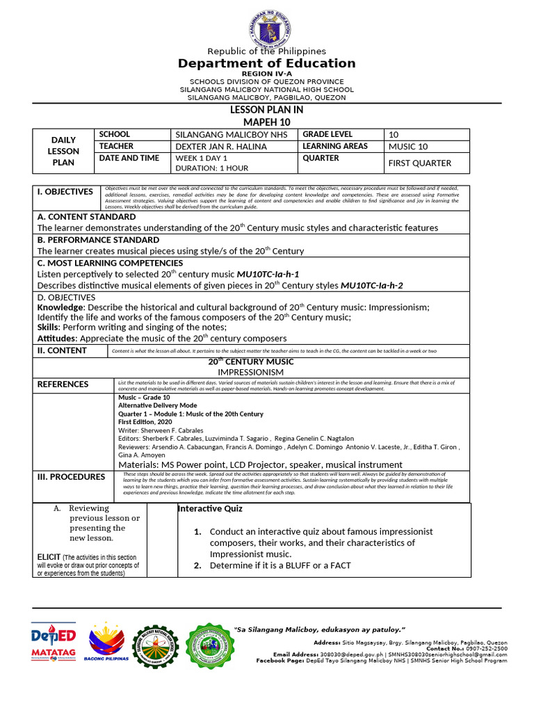 Cot Lesson Plan 1 | PDF
