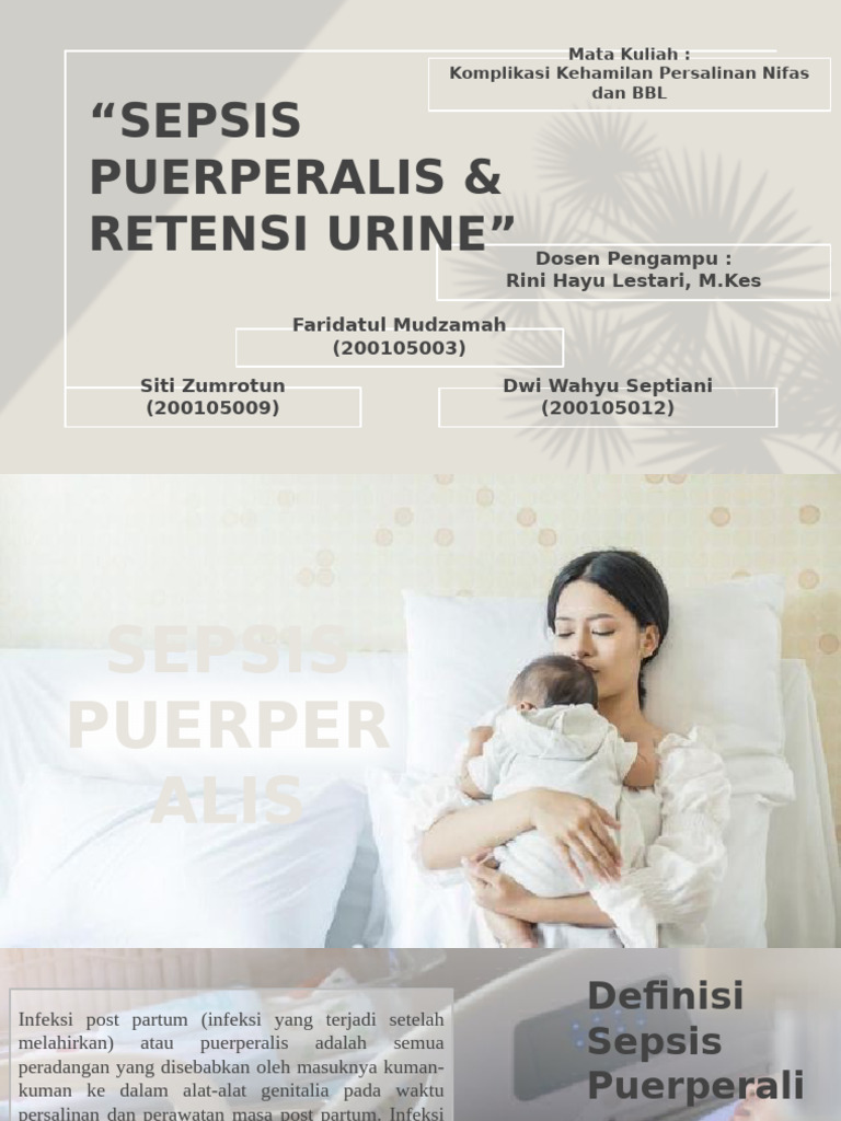 TT - KEL 2 - Sepsis Puerperalis & Retensi Urine | PDF