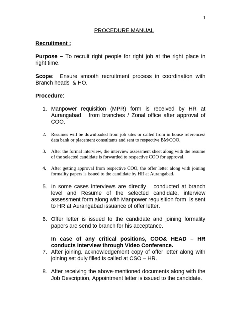HR Procedure Manual - Team-Hr | PDF | Salary | Pension