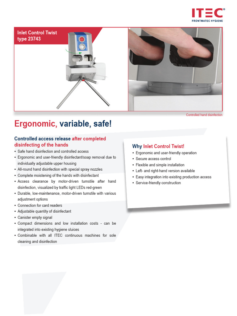 Frontmatec Itec Hygiene Inlet Control Twist - Type 23743 - en | PDF