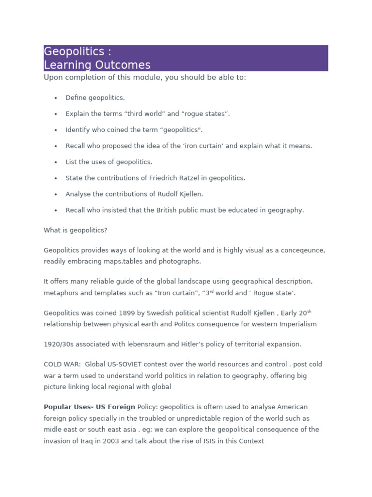 Geopolitics | PDF