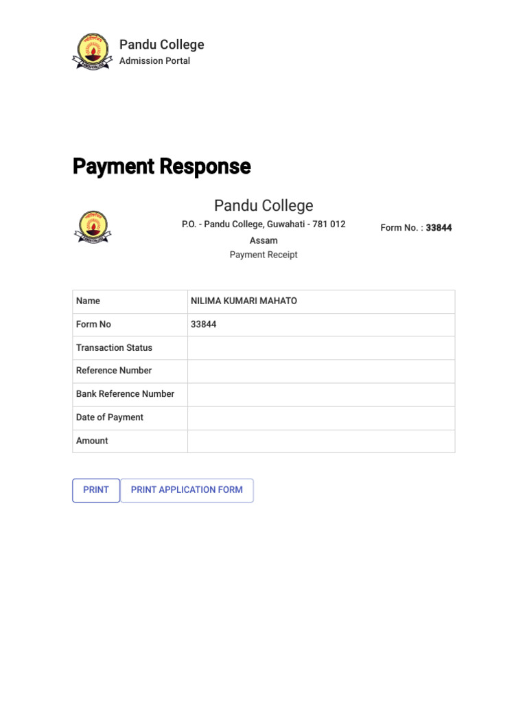 Admission Portal - Pandu College | PDF