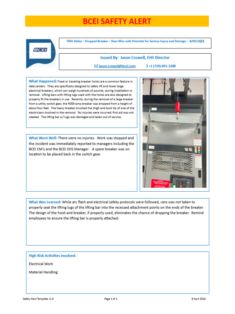 Dropped Breaker - Safety Alert | PDF