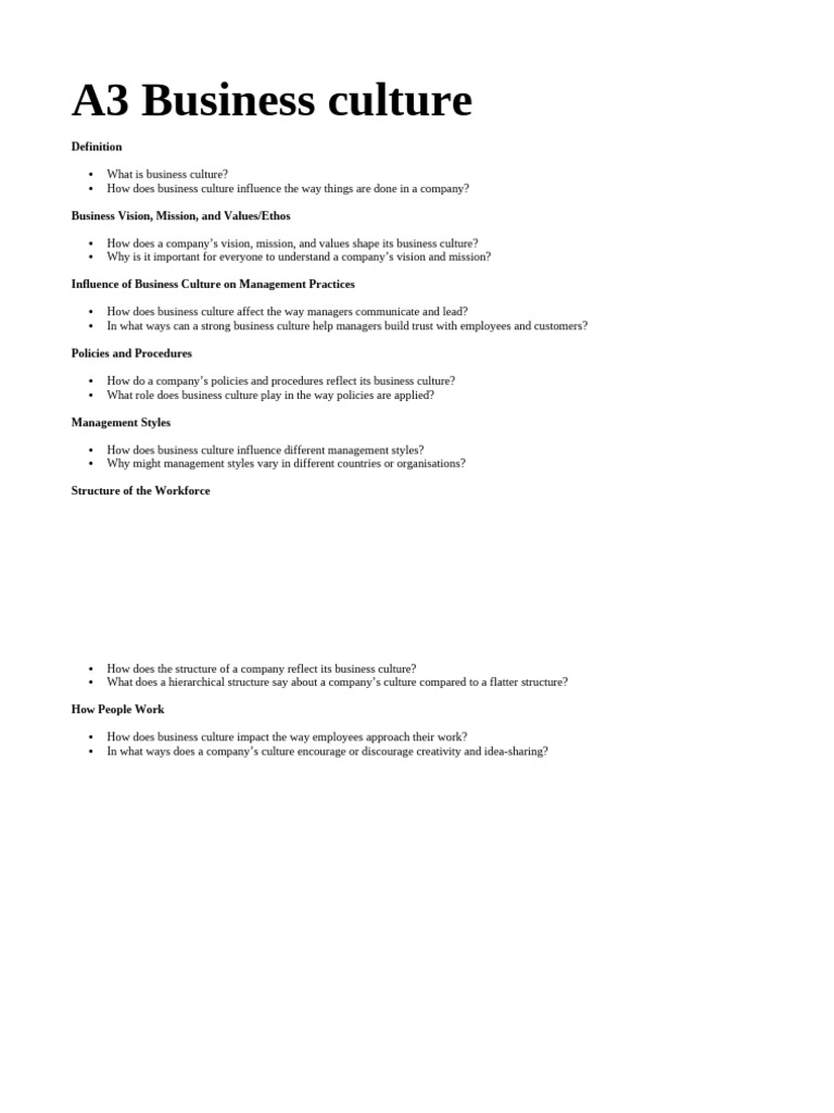A3 Business Culture | PDF