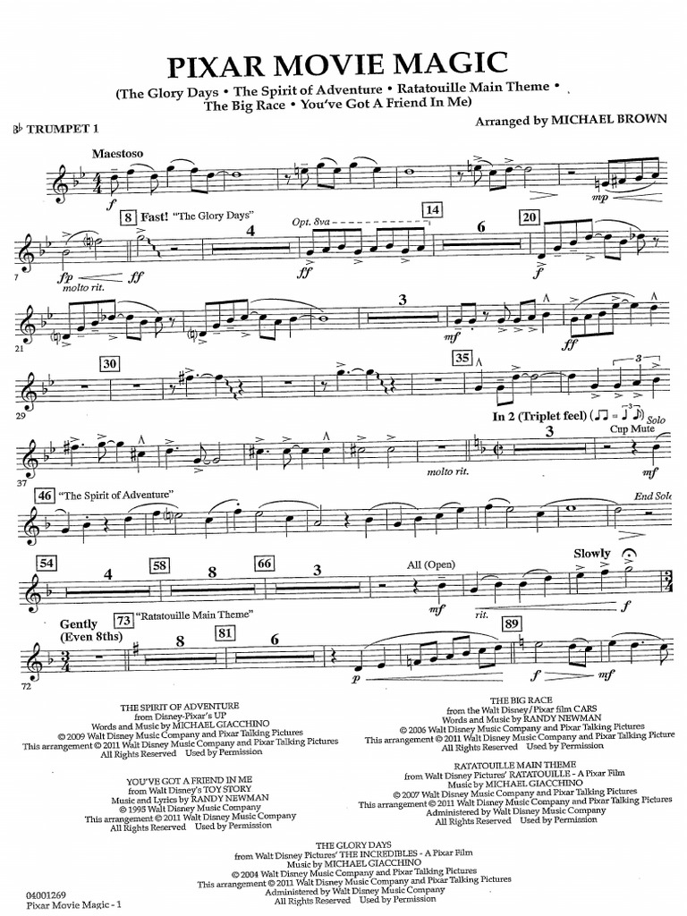 Pixar Movie Magic - 1st Trumpet | PDF