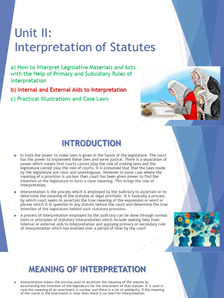 Internal and External Aids of Interpretation | PDF | Statutory ...