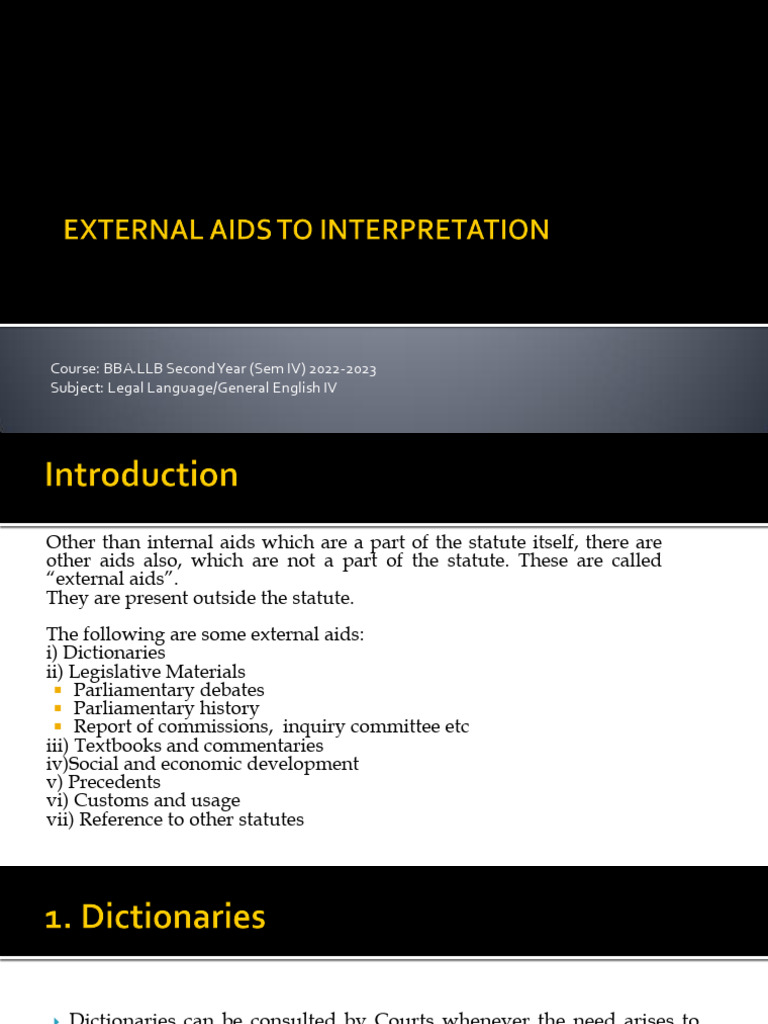 External Aids To Interpretation | PDF | Statutory Interpretation | Law