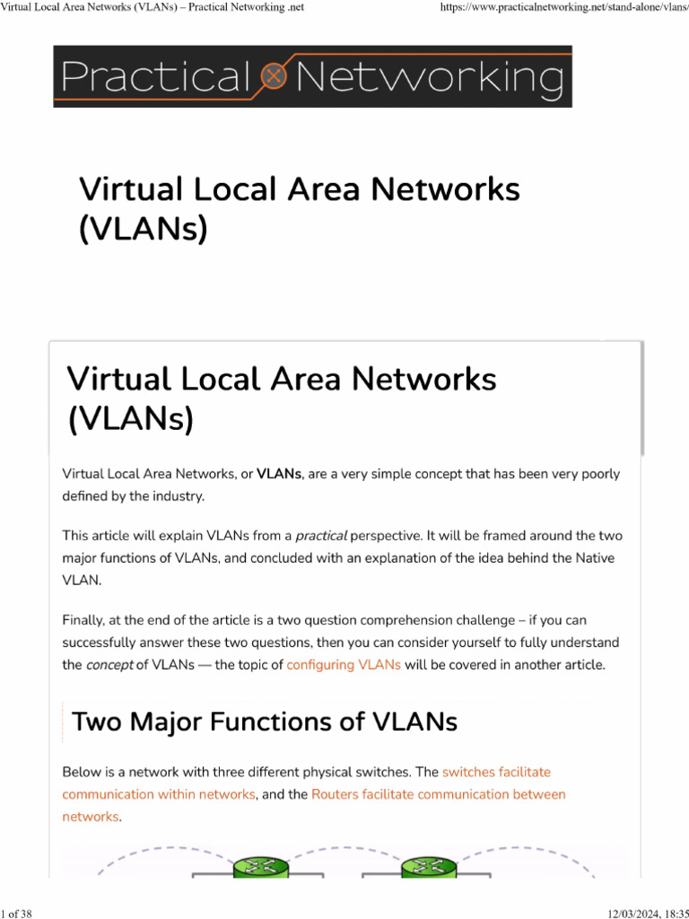 Virtual Local Area Networks (VLANs) - Practical Networking | PDF | Computer Science | Computer ...