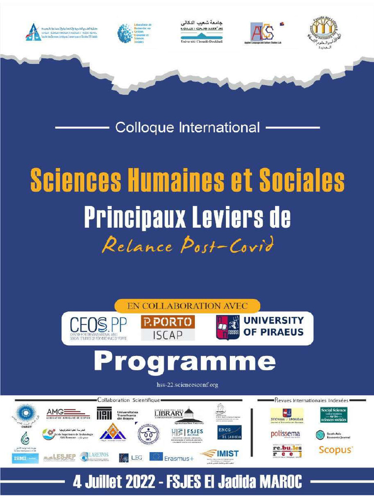 Programme Colloque International SHS22-1-3 | PDF