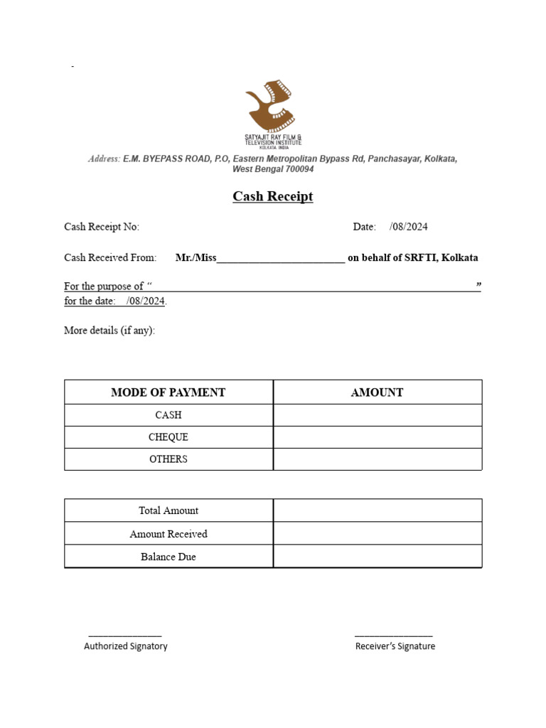 Start With Cash Receipt No. 1005 | PDF