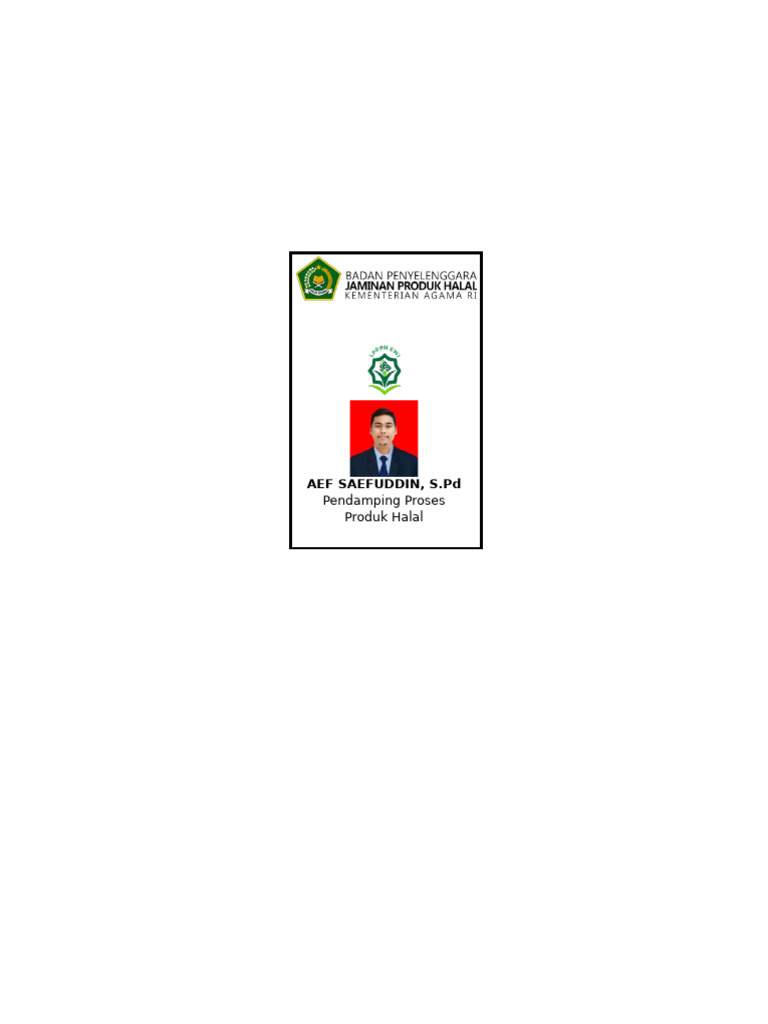 Id Card Pendamping PPH | PDF