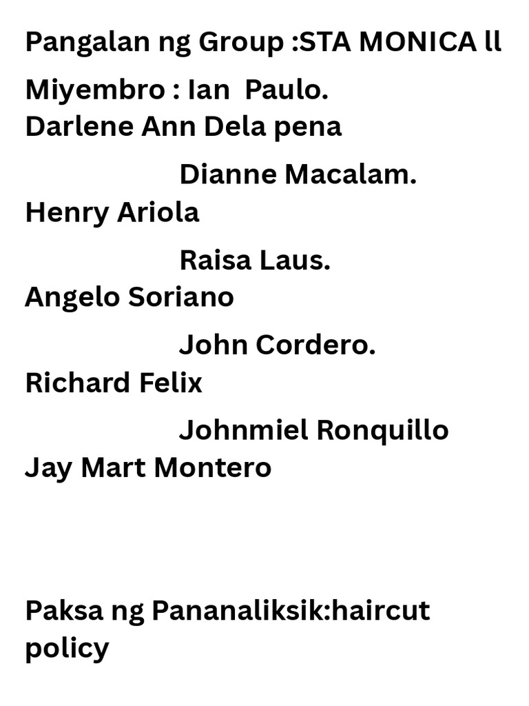 Pangalan NG Group STA MONICA LL - 20240919 - 152617 - 0000 | PDF