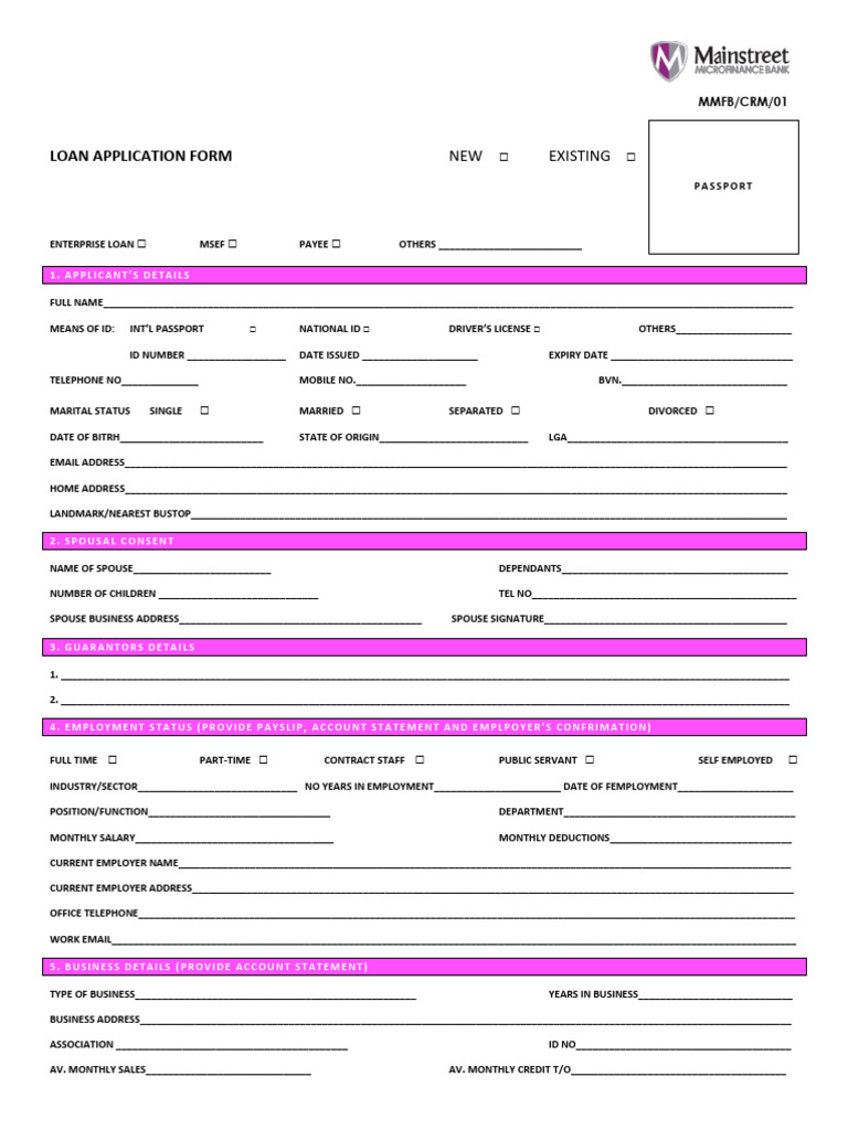 LOAN Application FORM REVIEWED 2 | PDF | Banks | Cheque