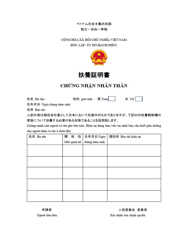 Mau Xac Nhan Nhan Than | PDF