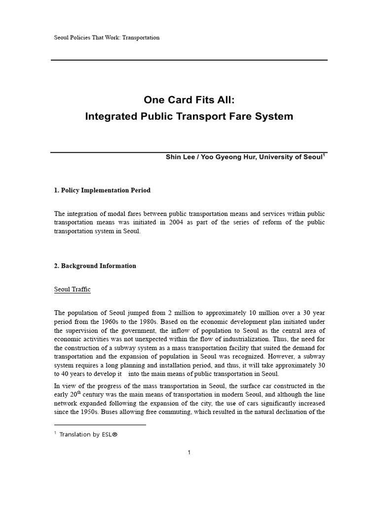 교통 - 1 - One Card Fits All - 영문 | PDF