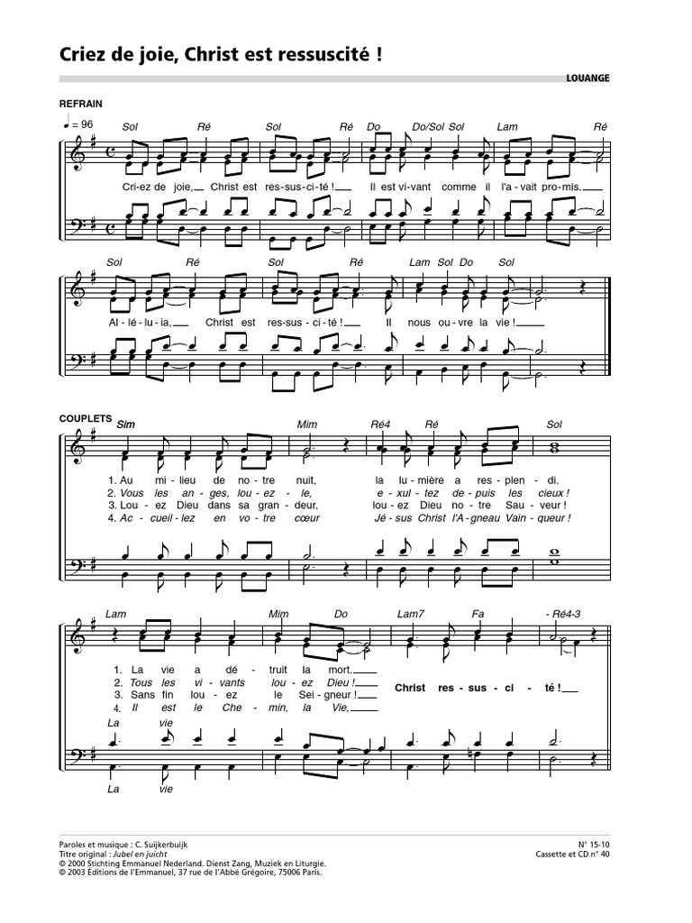 Criez de Joie, Christ Est Ressuscité CD0040 PARTIEV1510 | PDF