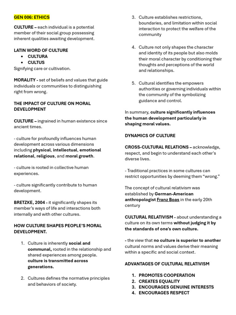 Gen 006 Ethics | PDF