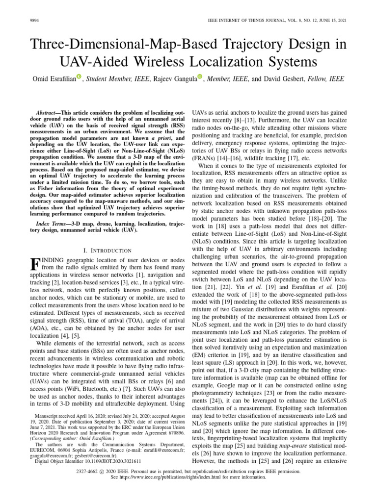 Three-Dimensional-Map-Based Trajectory Design in UAV-Aided Wireless ... Three-Dimensional-Map-Based Trajectory Design in UAV-Aided Wireless ...