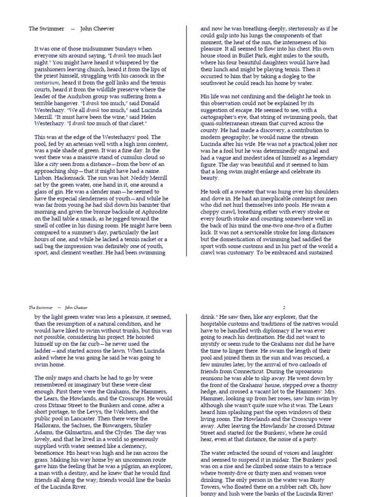 Cheever, John-The - Swimmer | PDF